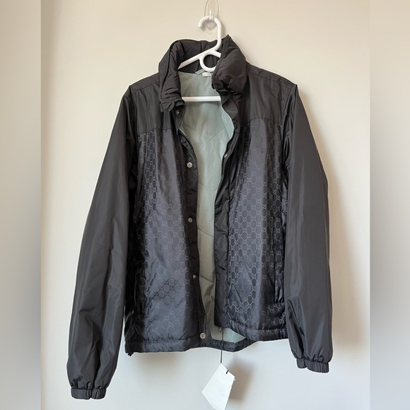 Gucci | Jackets & Coats | New Authentic Gucci Nylon Black Gg Wind ...